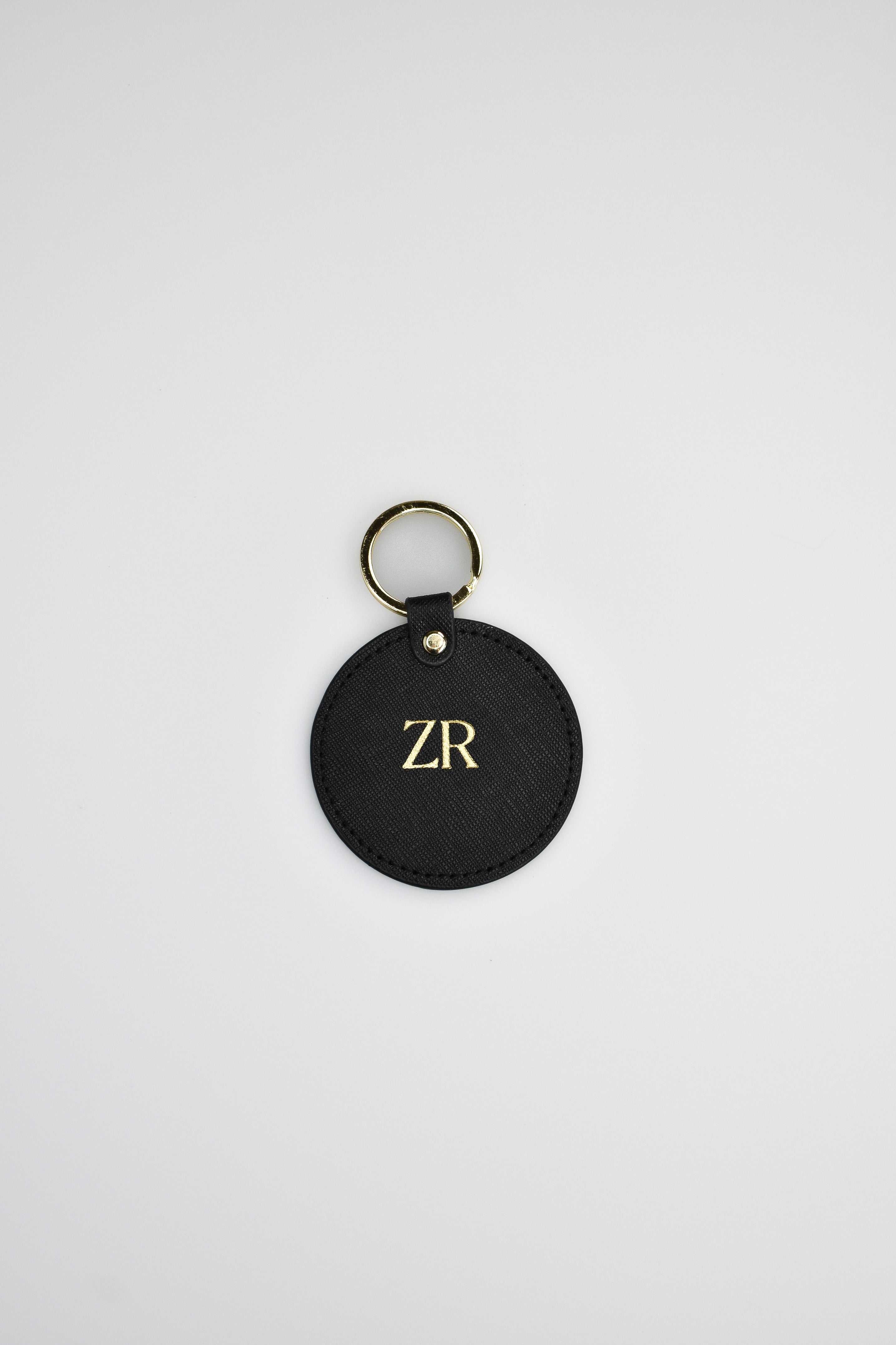 Personalised Leather Round Keyring - Black & Gold – The Best Kind